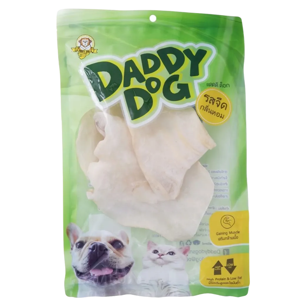 หูวัวธรรมชาติ 200 กรัม ถุงเขียว – Daddy Dog ขนมสุนัข