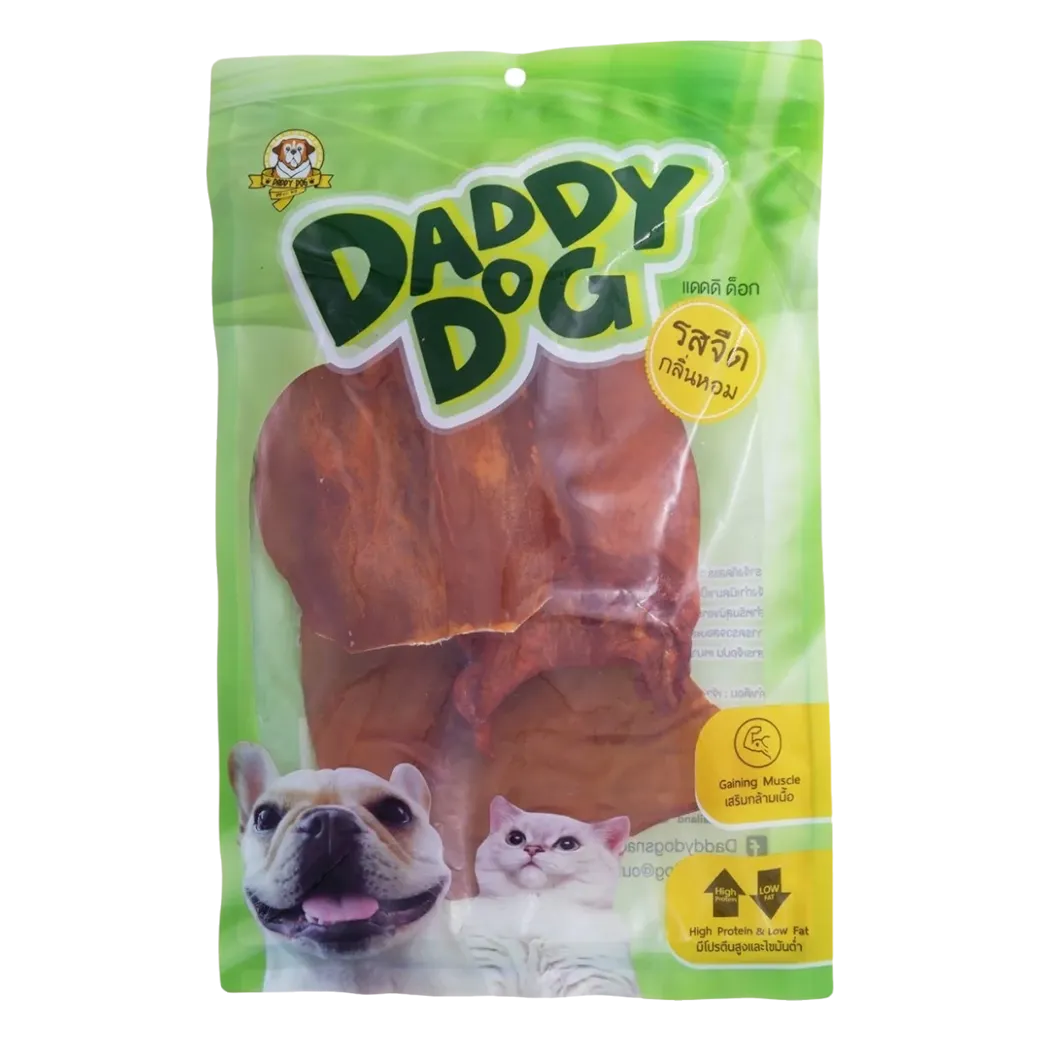หูวัวอบซอส 200 กรัม ถุงเขียว – Daddy Dog ขนมสุนัข